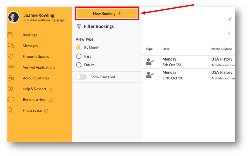 How to make a new booking as a regular/verified user