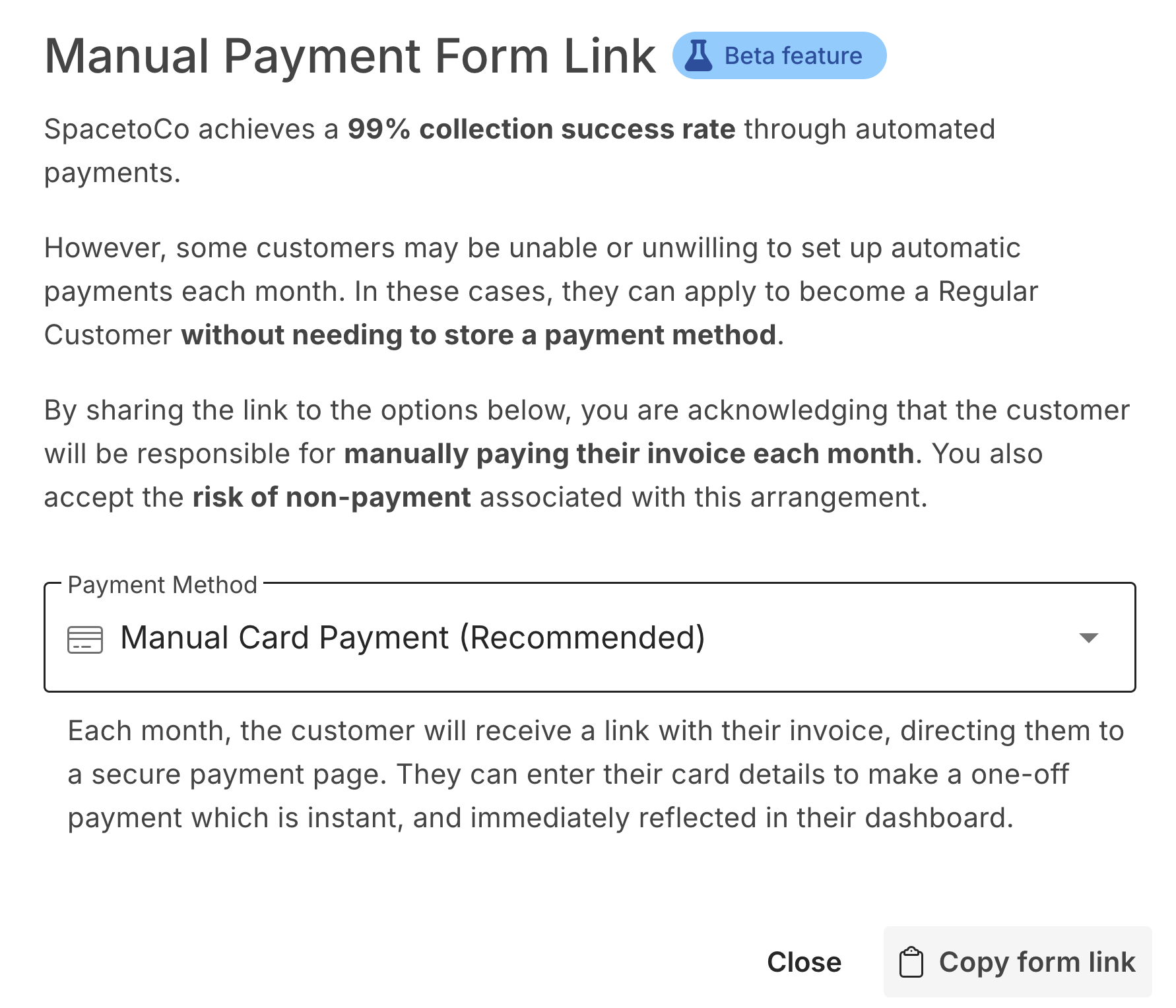 Manual Payments: A payment option for Regular Customers