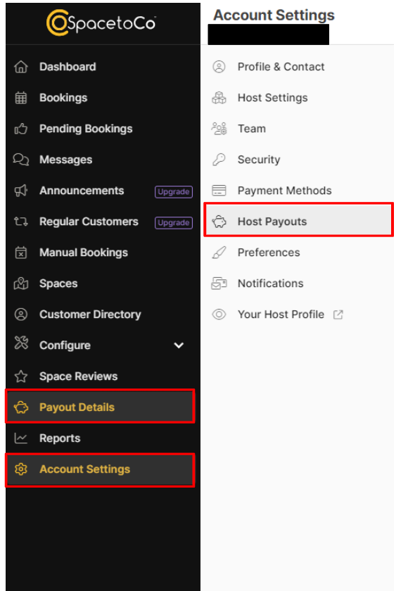How do Hosts add bank details for payment?