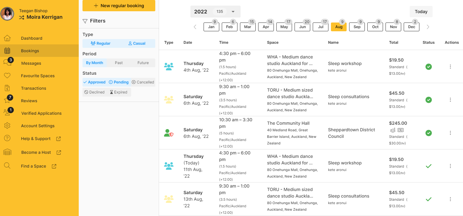 How to View Your Upcoming, Pending, and Past Bookings