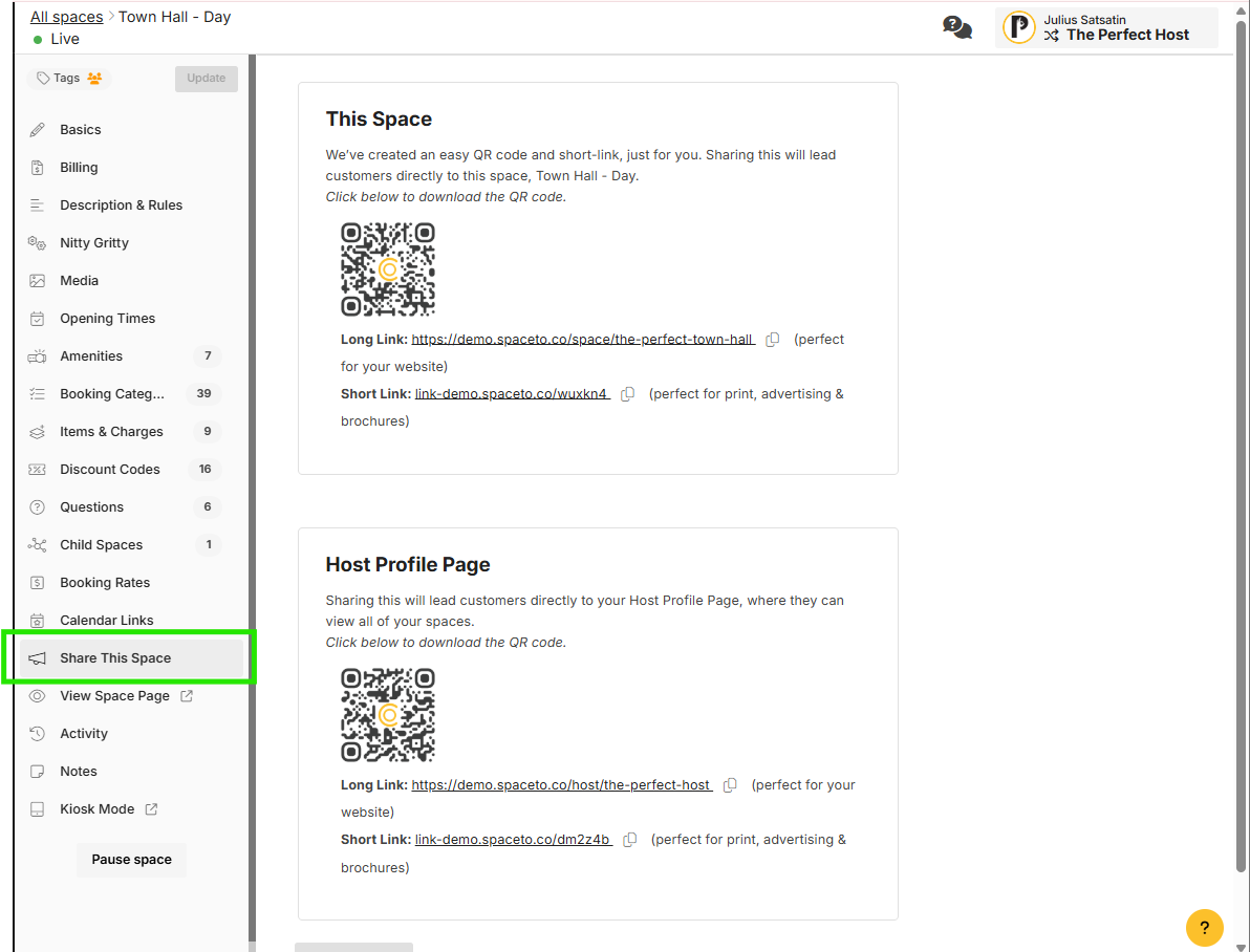 How to share and market Spaces using QR codes?
